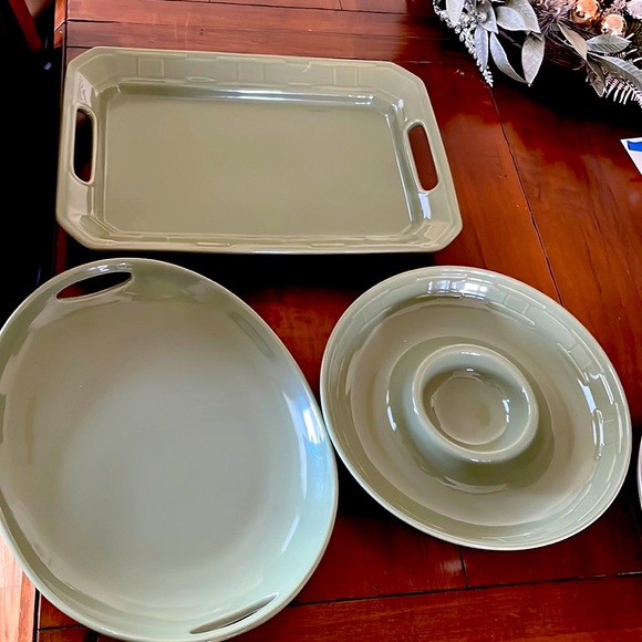 Longaberger | Kitchen | Longaberger Woven Sage Green Serving Set | Poshmark